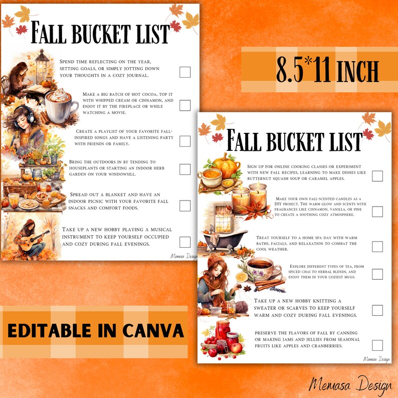 Editable Fall Family Bucket List for Autumn Printable Checklist Instant ...