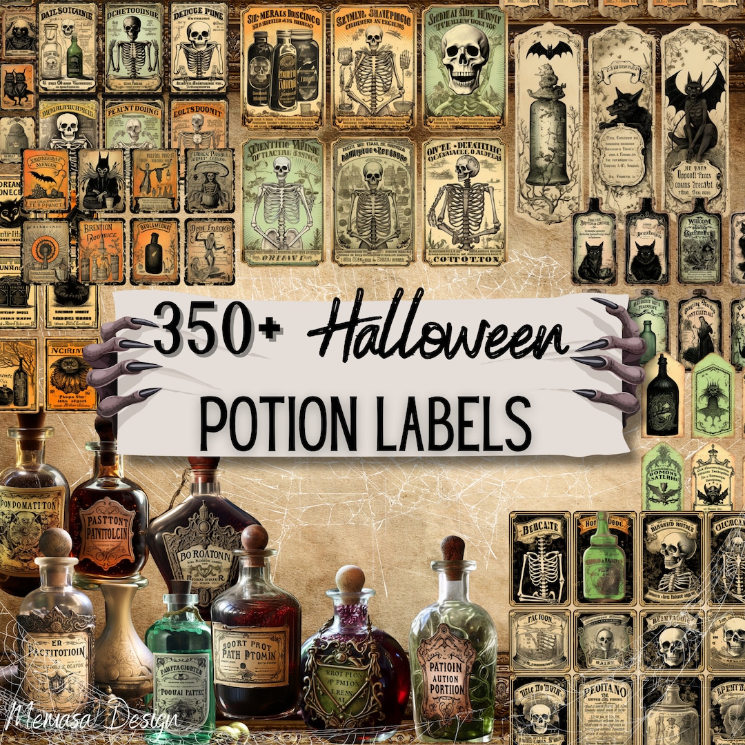 Halloween Weird Potion Labels,apothecary Potion Label,vintage Halloween ...