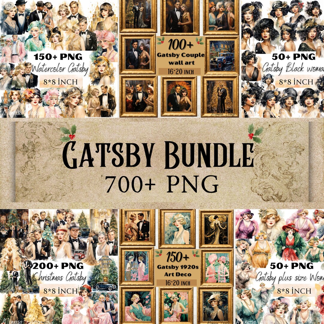 Gatsby Clipart Bundle, Gatsby Wall Art Bundle, Gatsby Clipart PNG Set ...