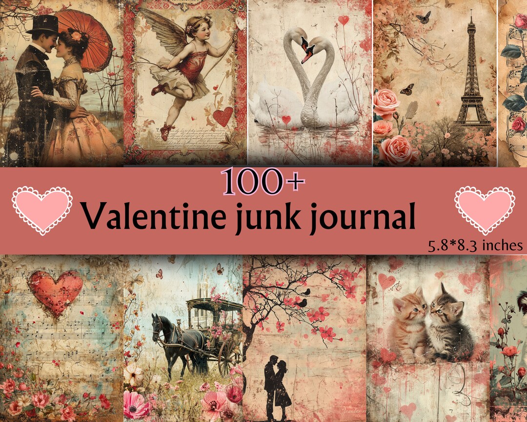 Valentine's Day Junk Journal Paper, I Love You Printable, Junk Journal ...
