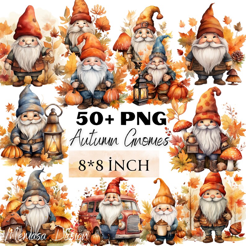Autumn Gnomes Cliparts,watercolor Clipart,fall Clipart,autumn Element ...