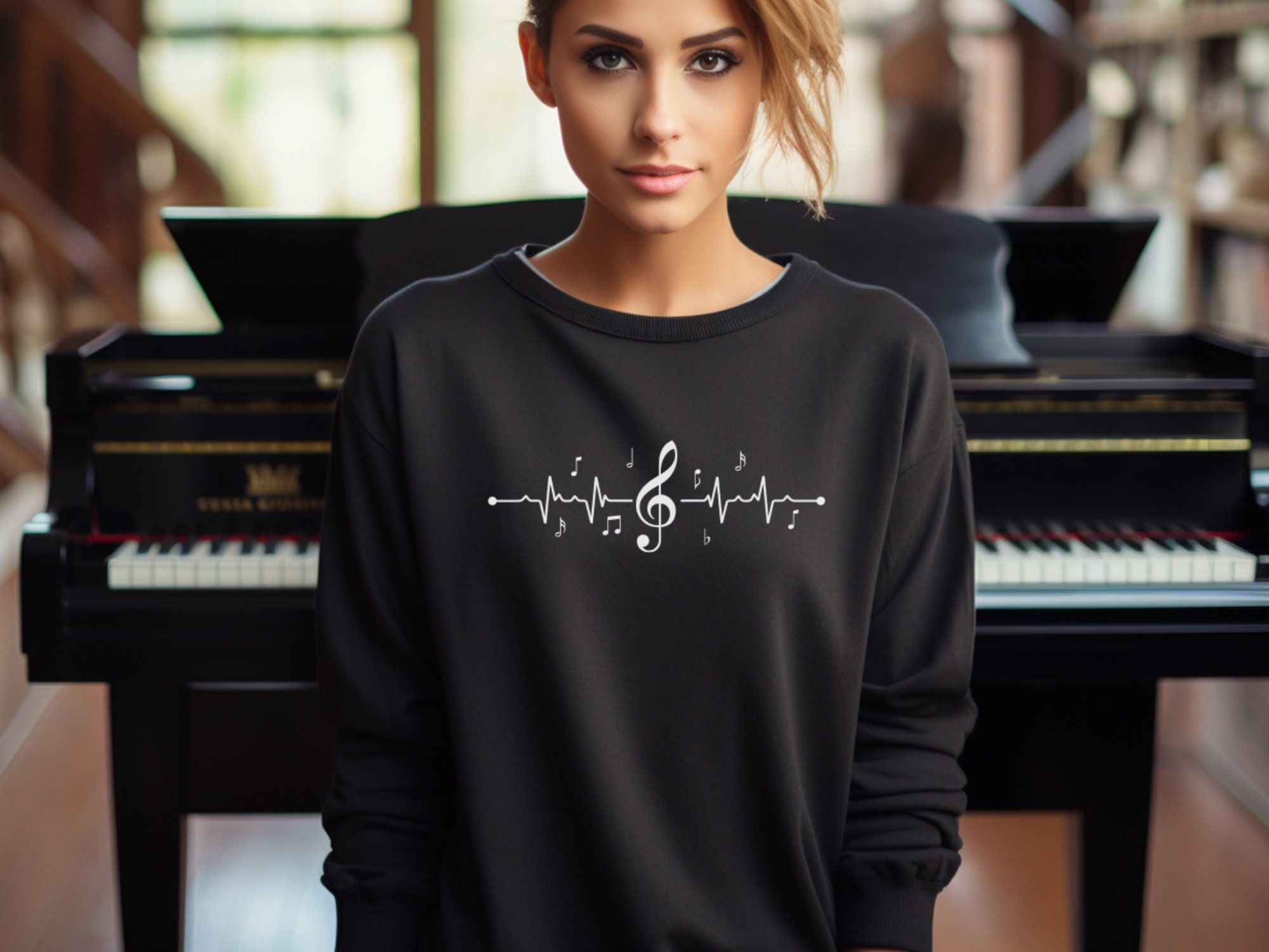 Music Note Heartbeat Sweatshirt, Musician Shirt, Gift for Musician ...