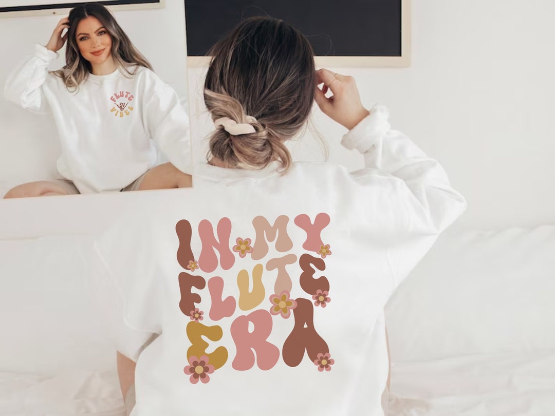 In My Flute Era Words on Back Sweatshirt, Gift for Fluatist, Retro ...