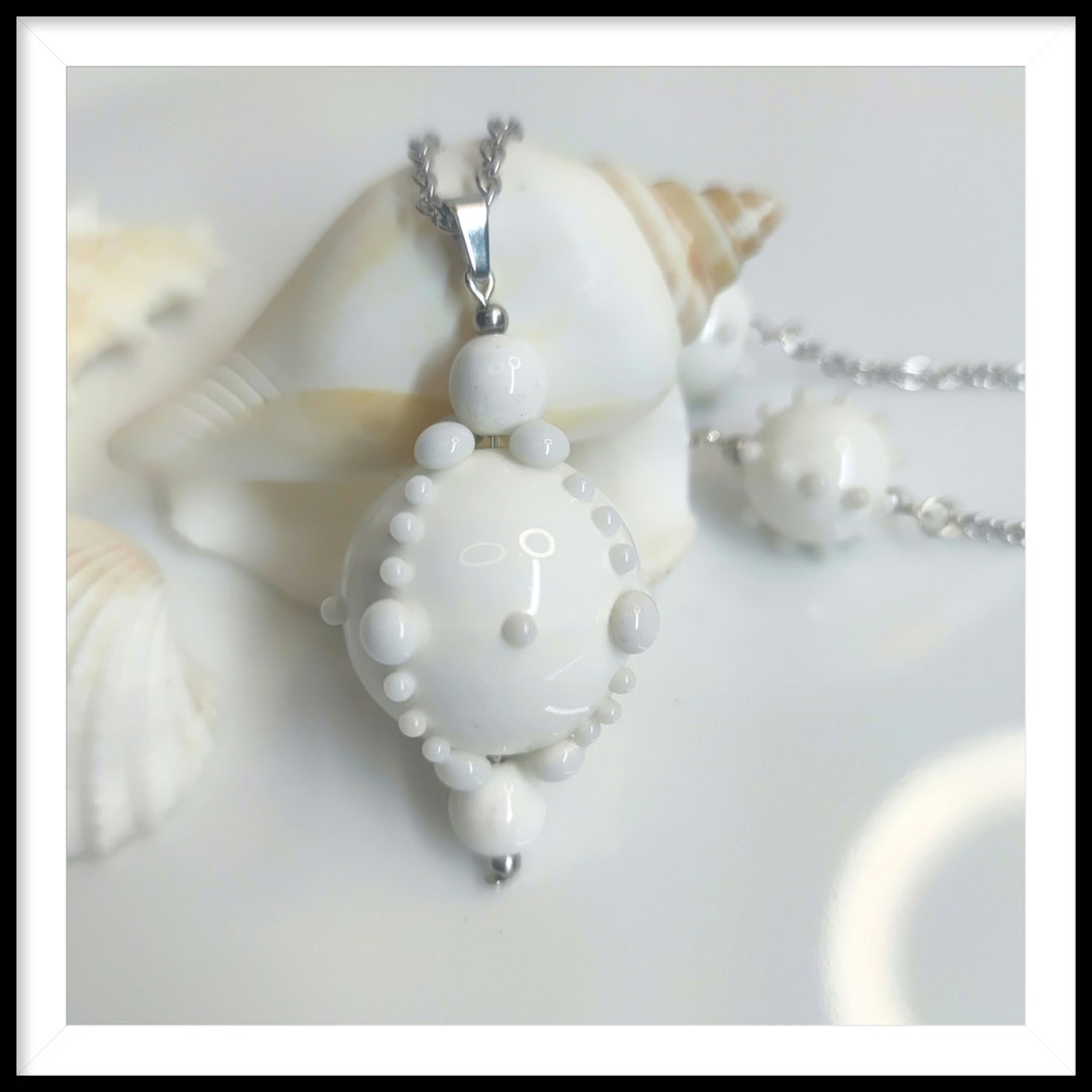 Arctic Long Necklace in White Porcelain. Artisanal, French, Know-how ...