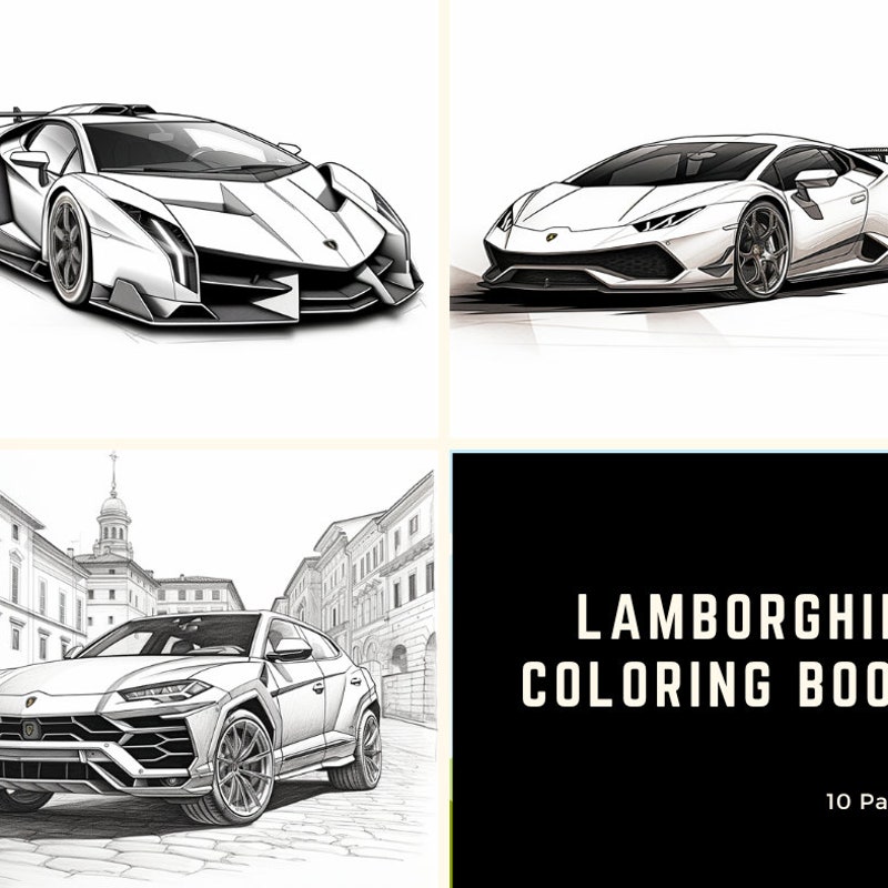 Coloring Page of a Lamborghini - Etsy