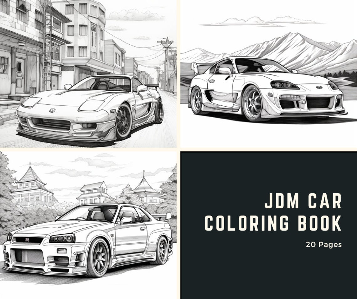 20 JDM Cars Coloring Pages (downloadable PDF) - Etsy