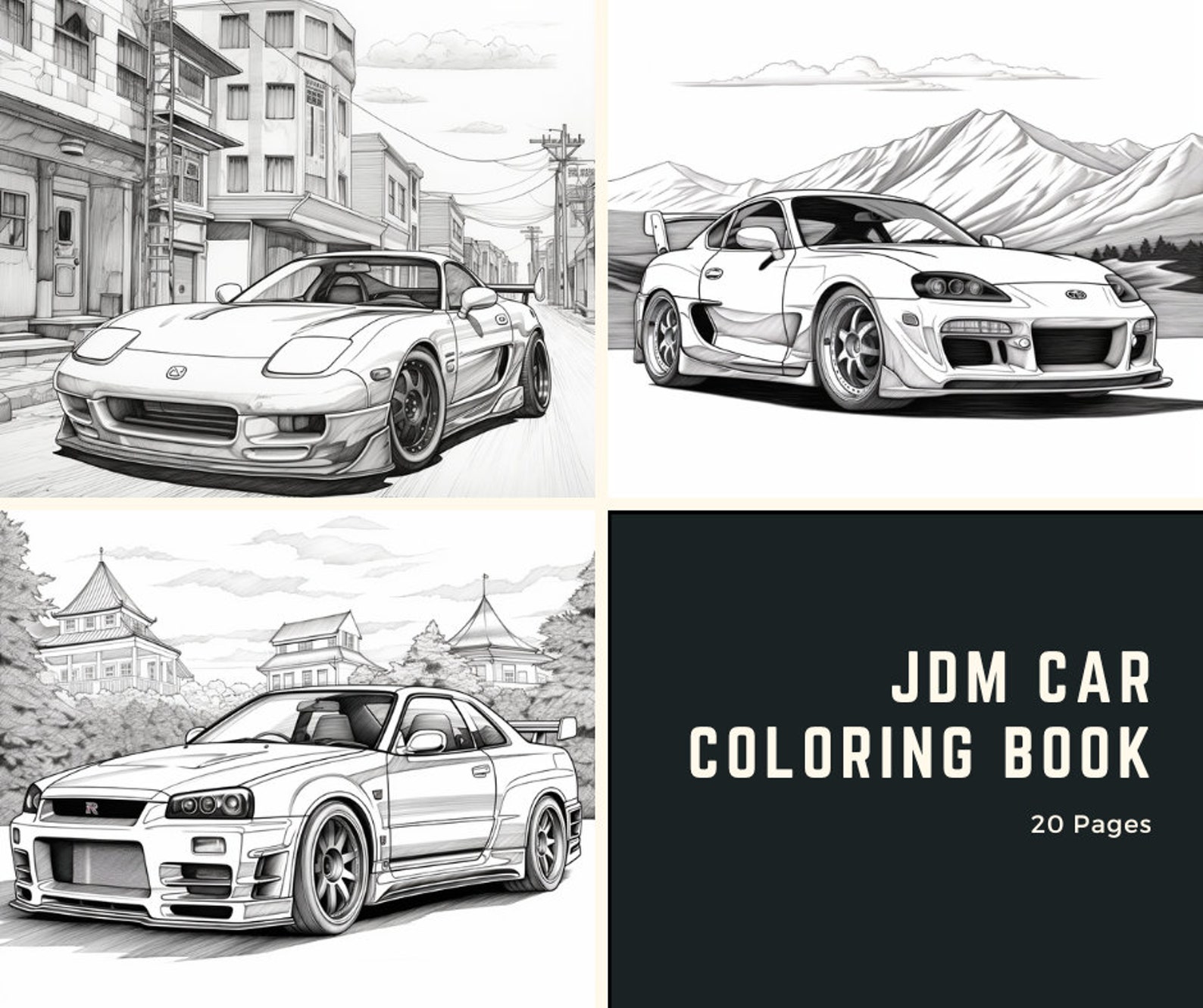 20 JDM Cars Coloring Pages (downloadable PDF) - Etsy