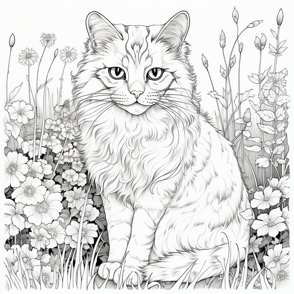 40 Cute and Adorable Cat Coloring Pages - Etsy