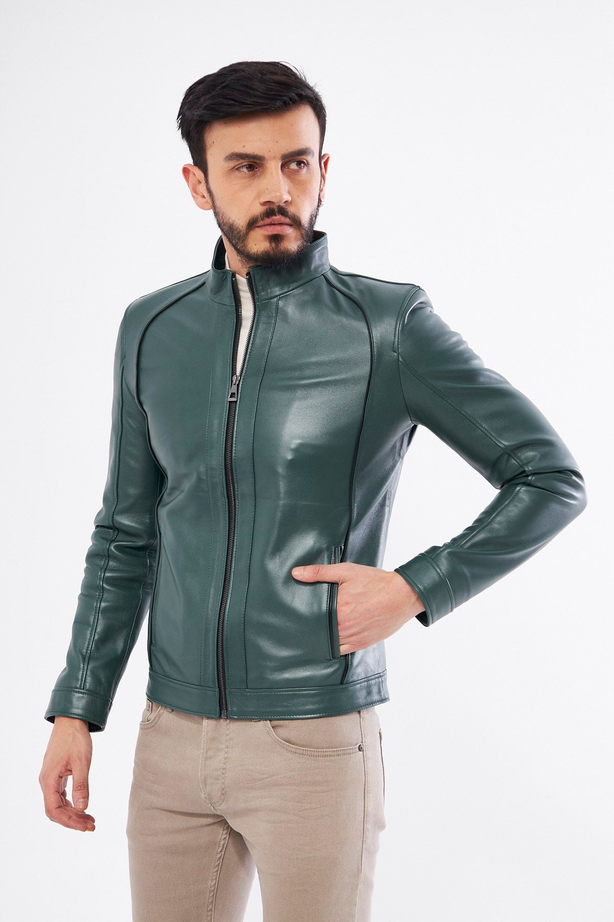 Genuine Leather Jacket for Men,mens Lamb Leather Jacket, Men's Genuine ...