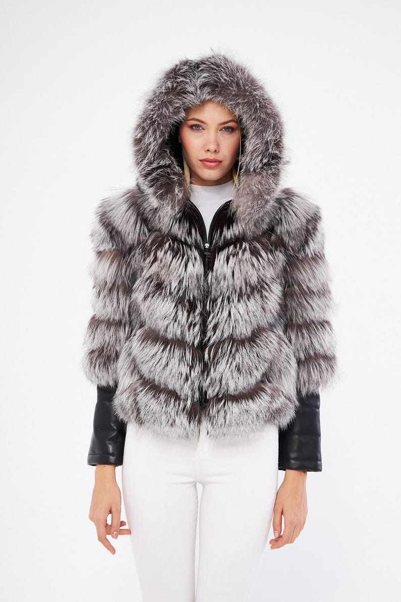 Luxury Real Fox Fur Coat Unique Gift for Elegant Women Grandeur Fox Fur ...