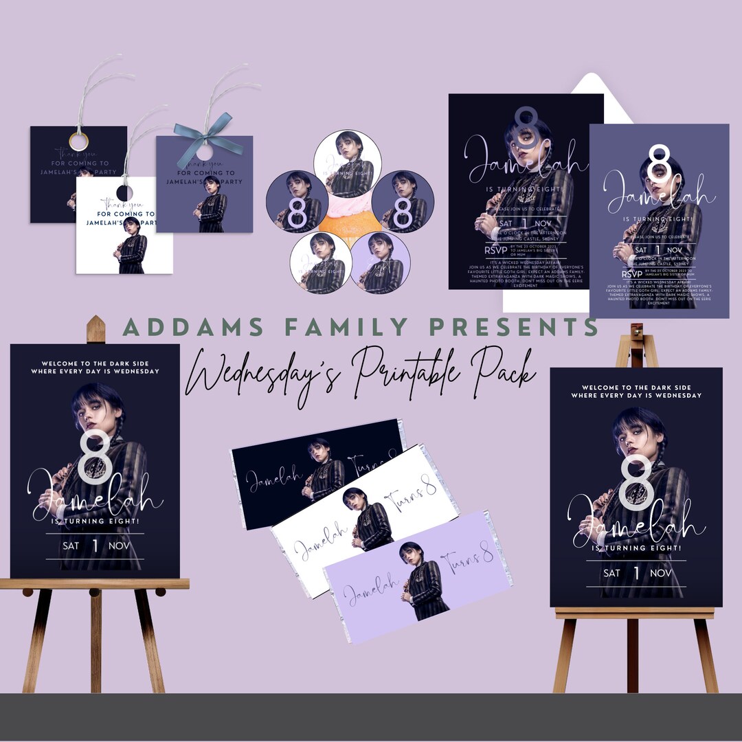 Wednesday Addams Birthday Suite, Wednesday Birthday Template, Addams ...