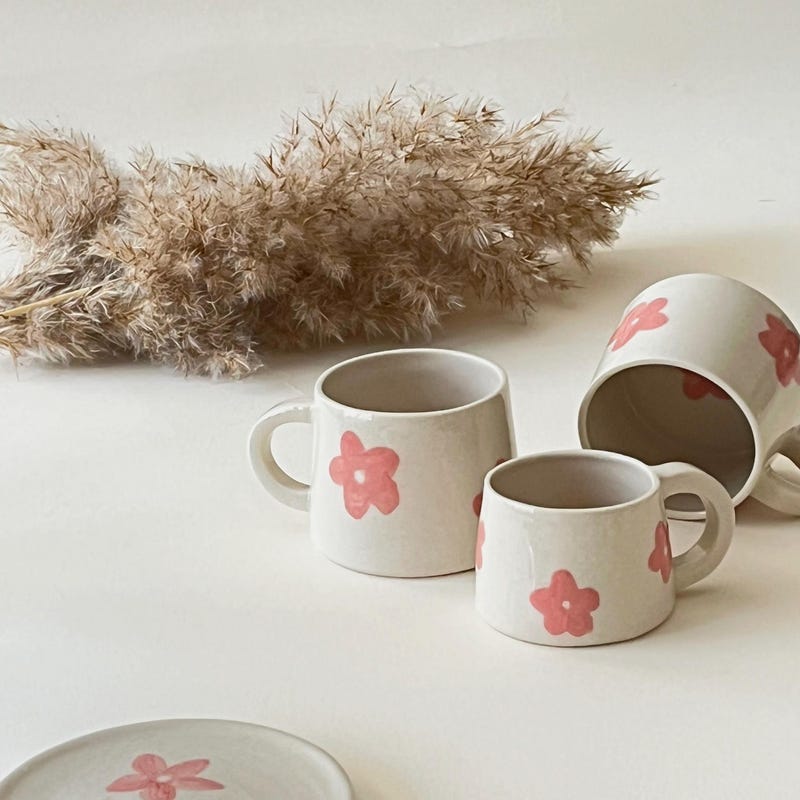 Pink Flower Tea Cup - Etsy