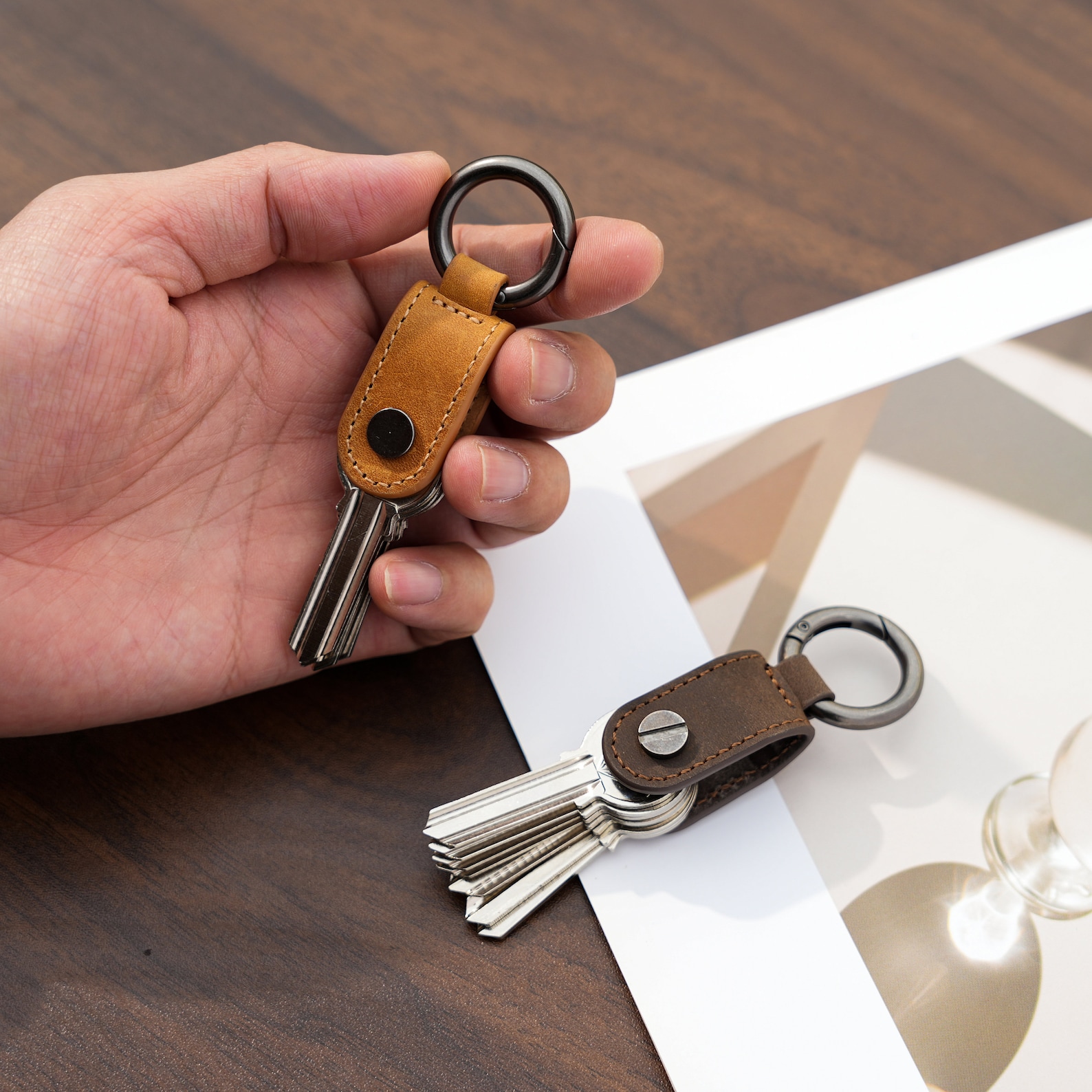 Minimalist Leather Key Organizer. Compact Leather Key Holder. Leather ...