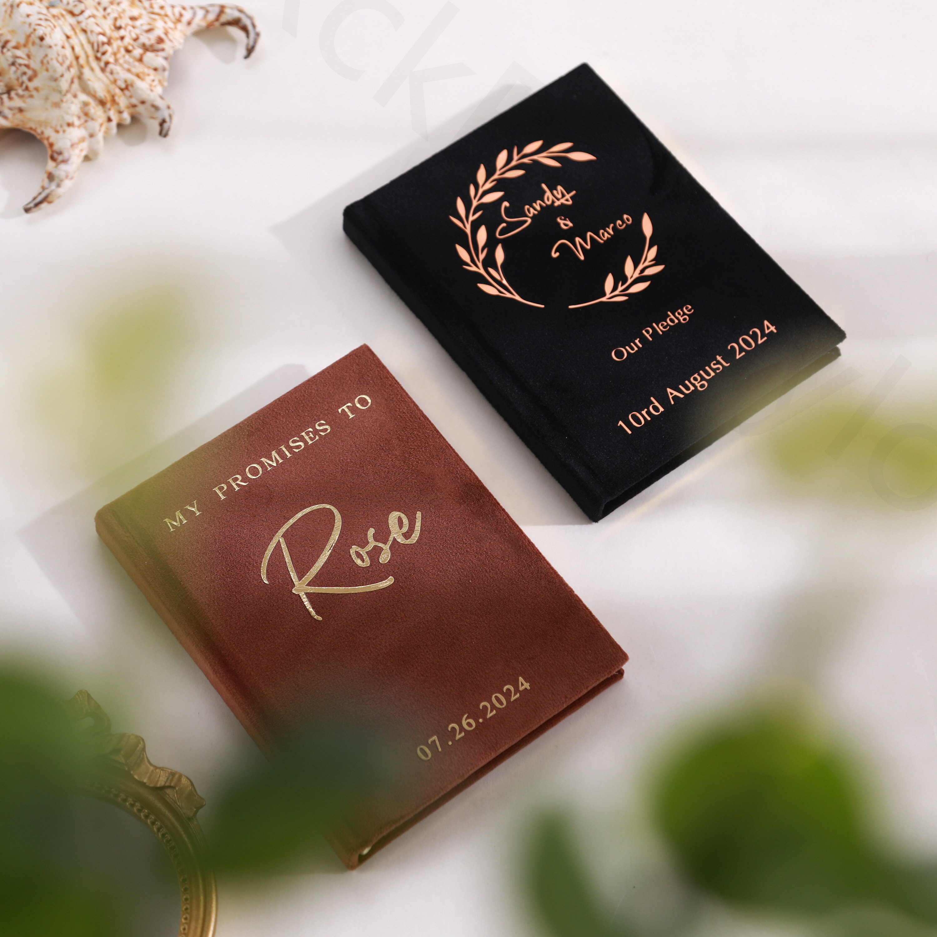 Velvet Vow Book Set / Wedding Vows / Real Gold Foil / Wedding Velvet ...