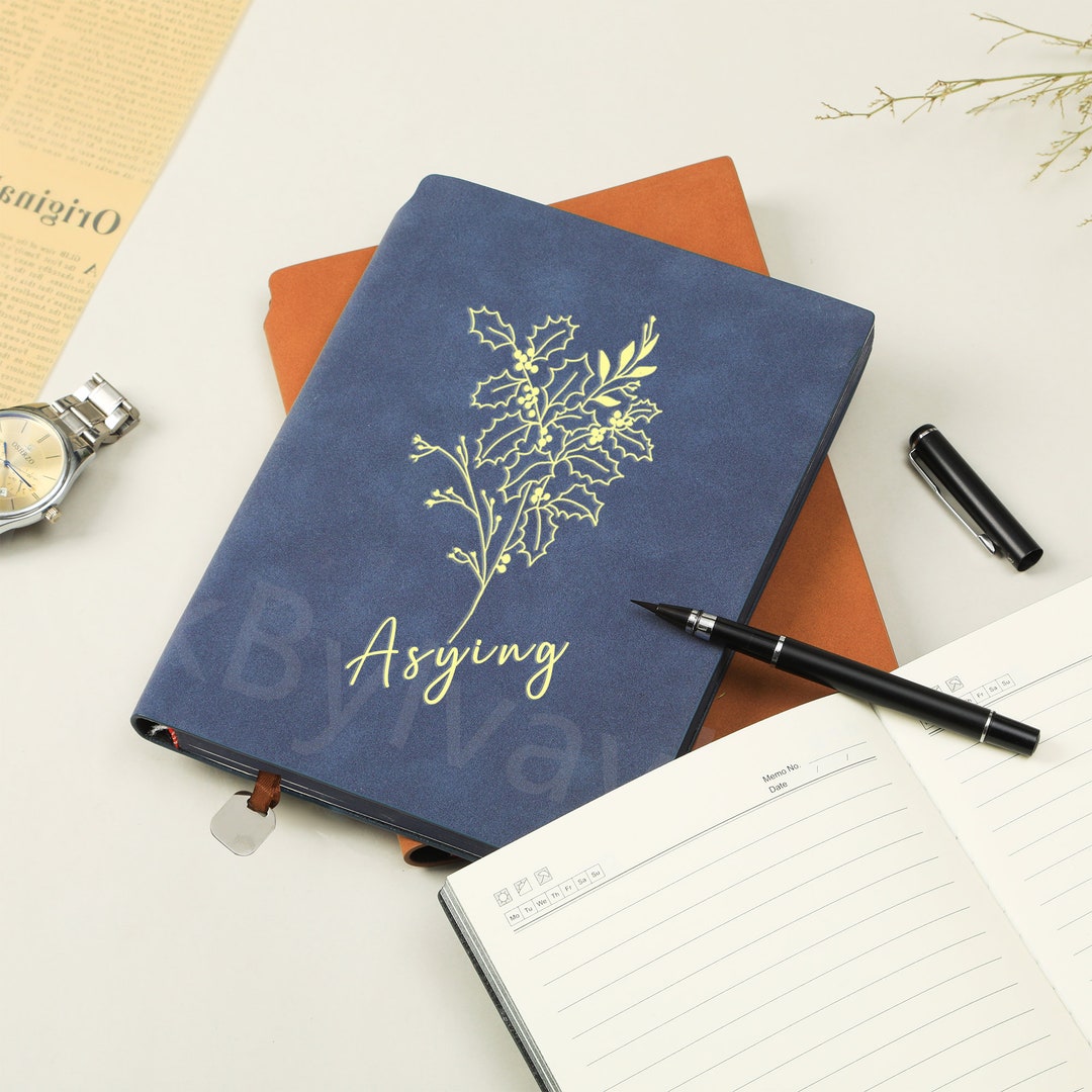 Birth Flower Personalized Journal,customized Birth Flower Journal,a5 ...