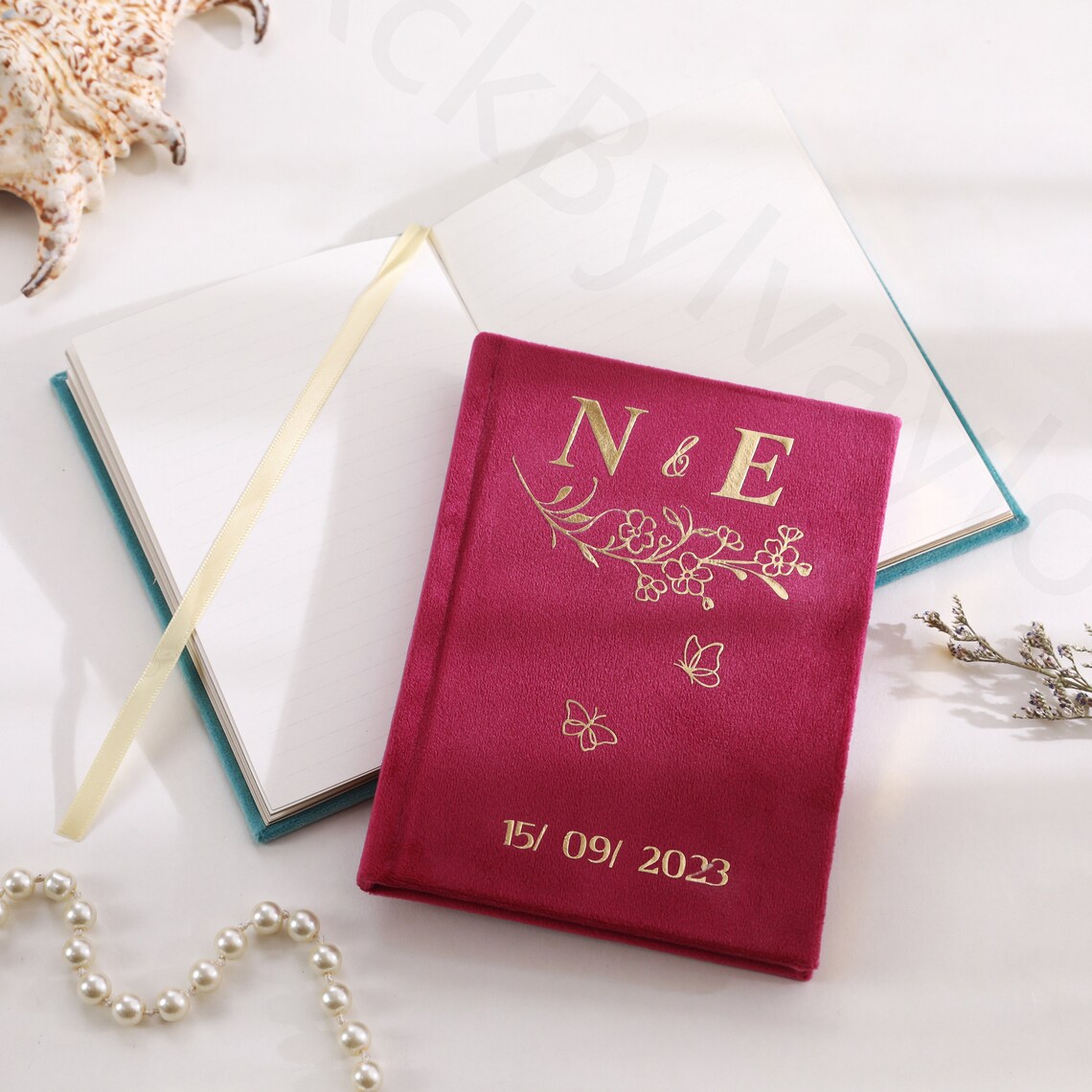 Velvet Vow Book Set / Wedding Vows / Real Gold Foil / Wedding Velvet ...