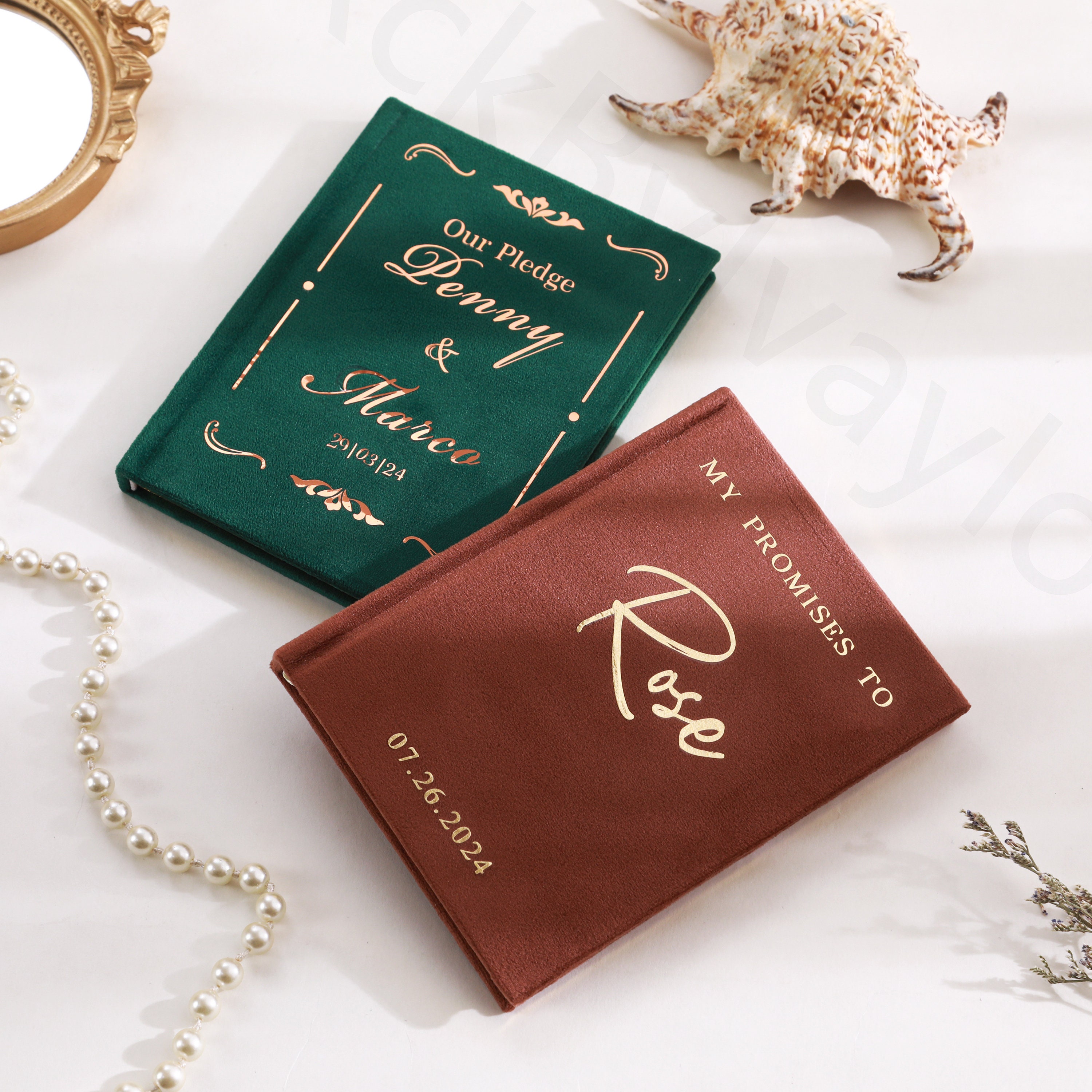 Velvet Vow Book Set / Wedding Vows / Real Gold Foil / Wedding Velvet ...