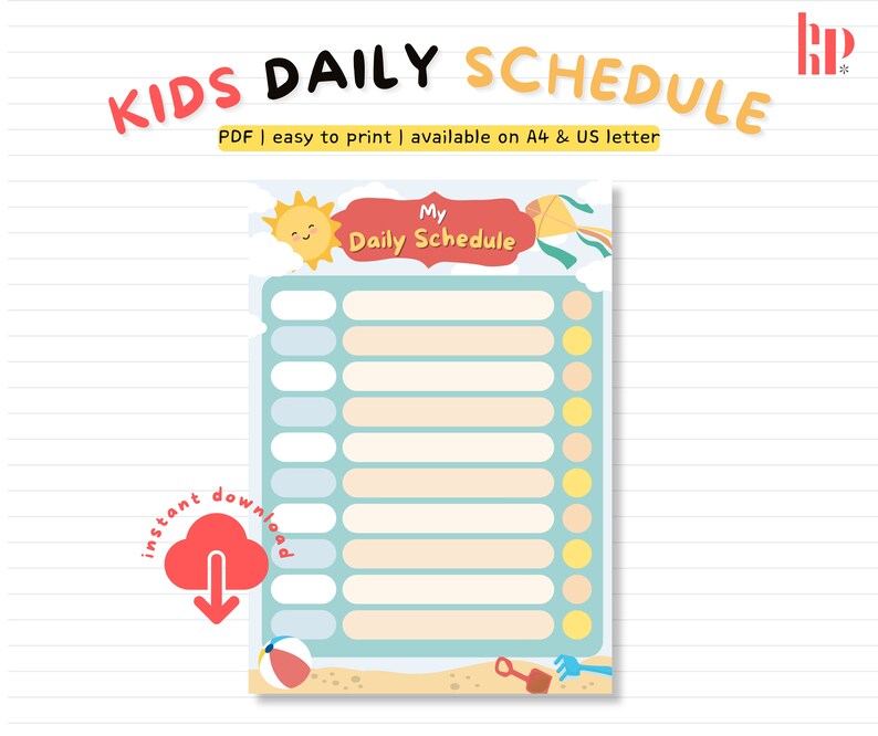 Printable Daily Schedule for Kids, Printable Homeschool Daily Routine ...