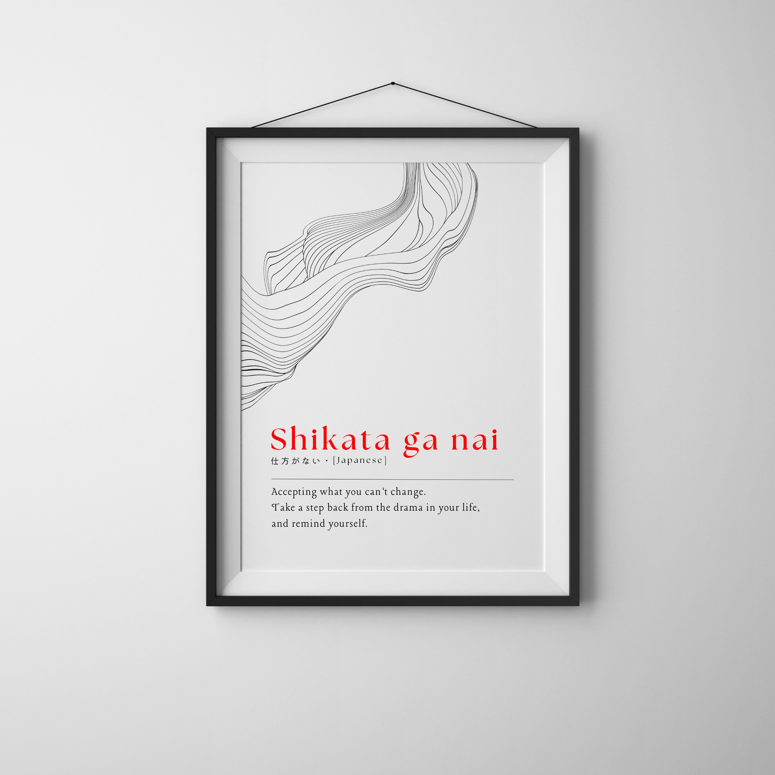 Shikata Ga Nai Japanese Definition Print: Minimalist Line Art (digital ...