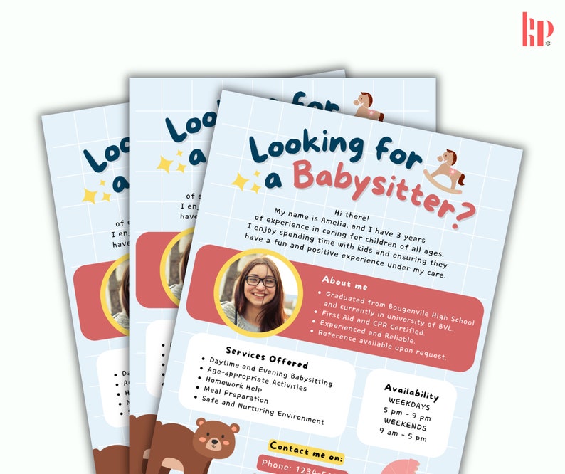Editable Babysitter Flyer, Printable Childcare Service Flyer With Super ...