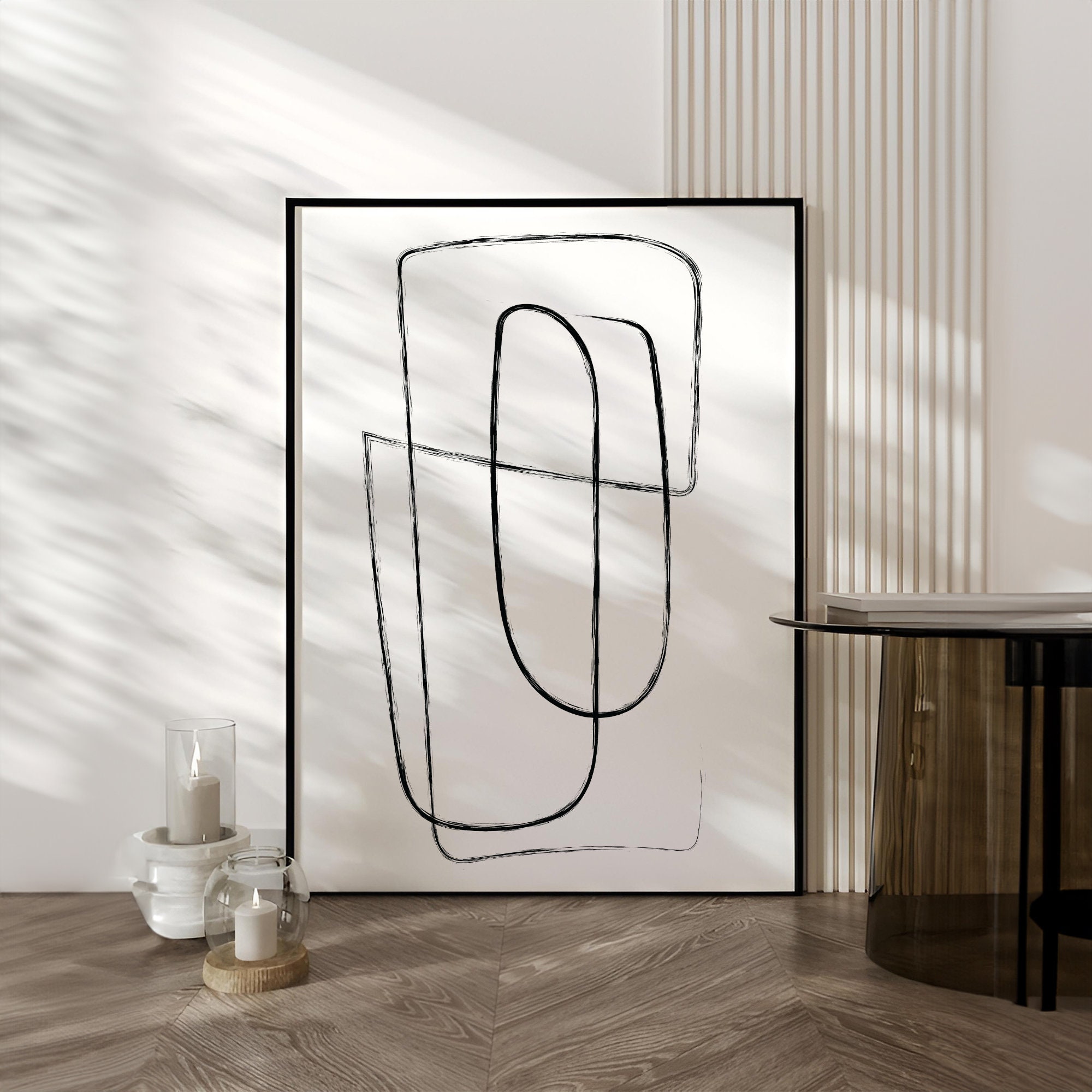 Scribble Fine Line Art Scribble Line Drawing Print Simple White Black ...