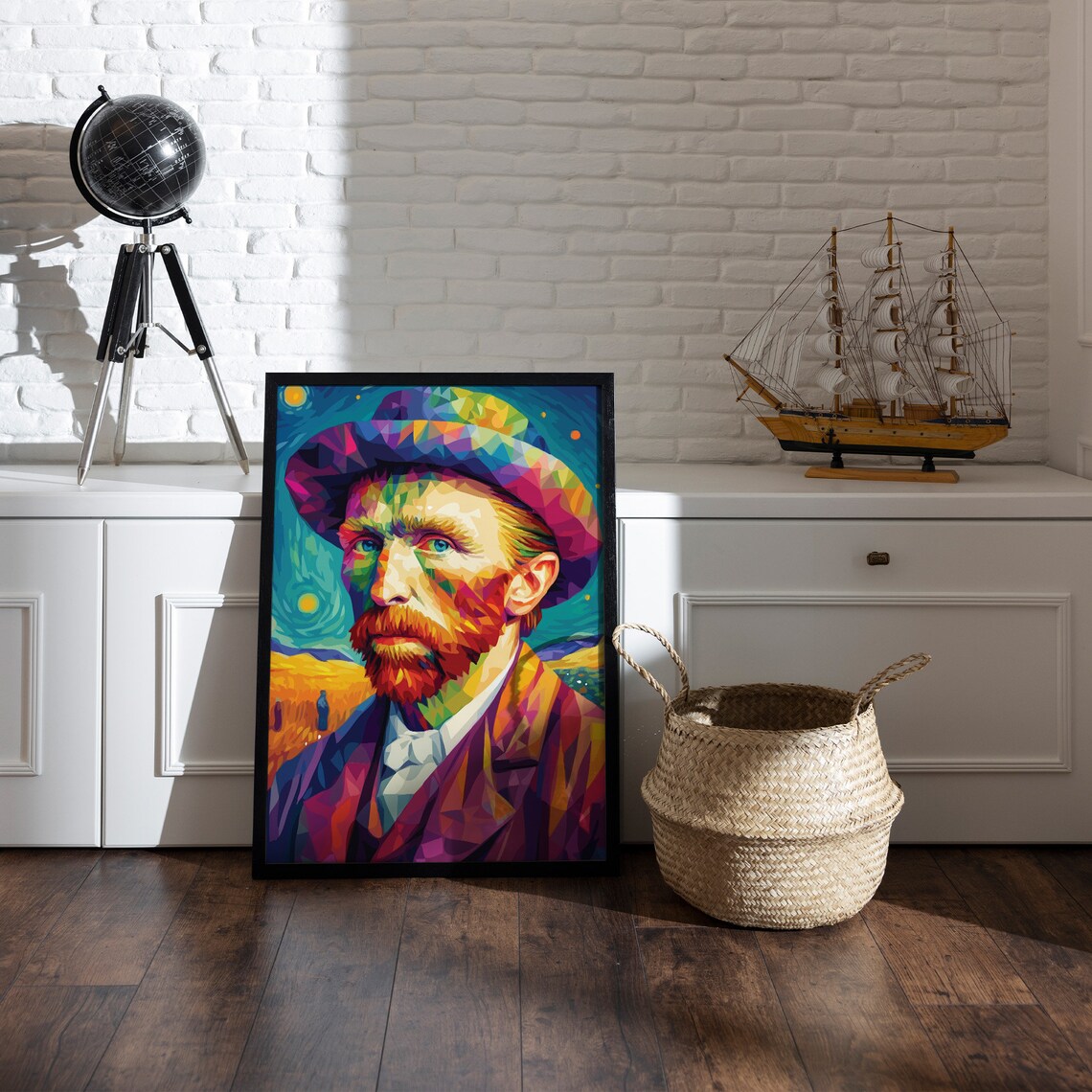 Printable Low Poly Effect Portrait of Van Gogh, Van Gogh Exhibition ...