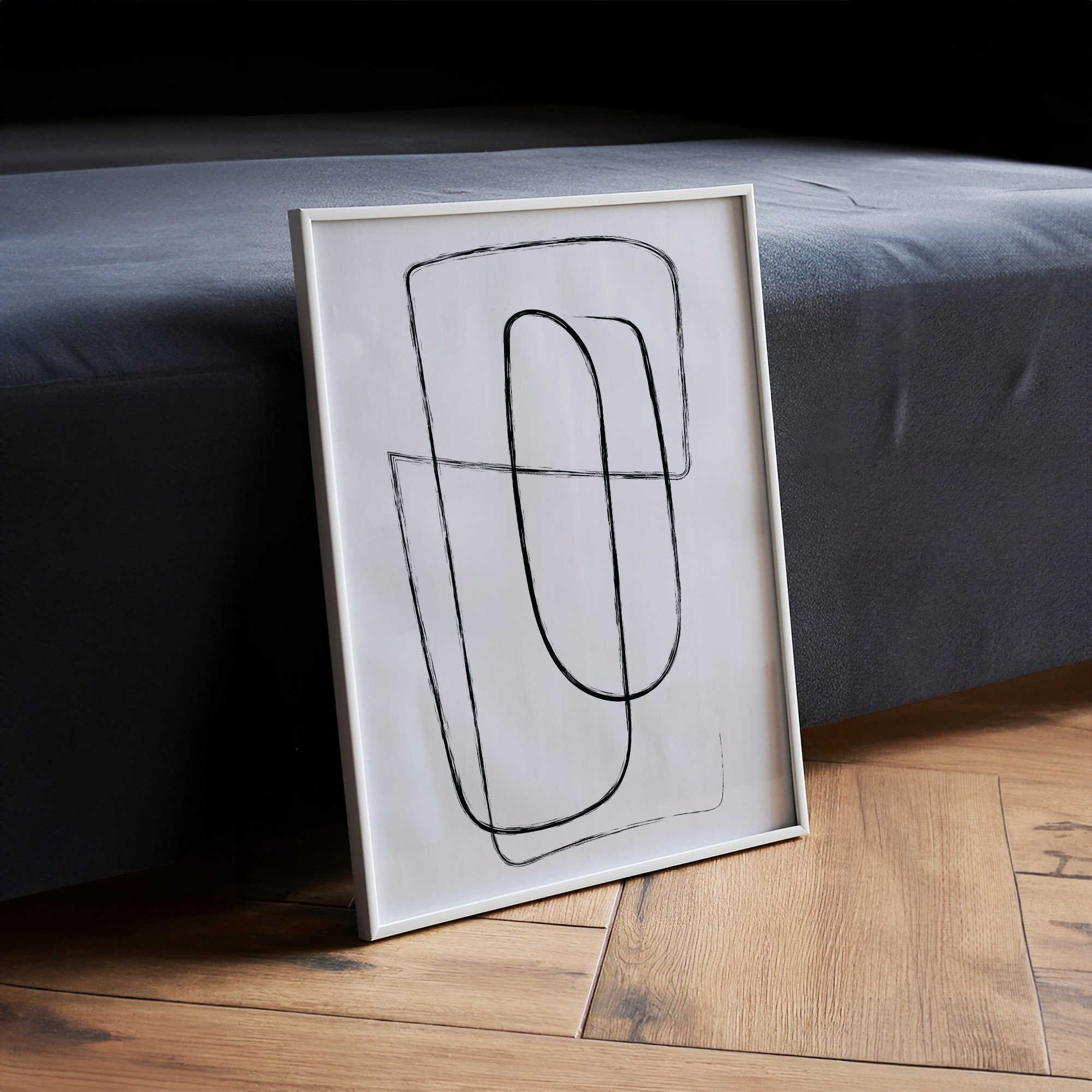 Scribble Fine Line Art Scribble Line Drawing Print Simple White Black ...