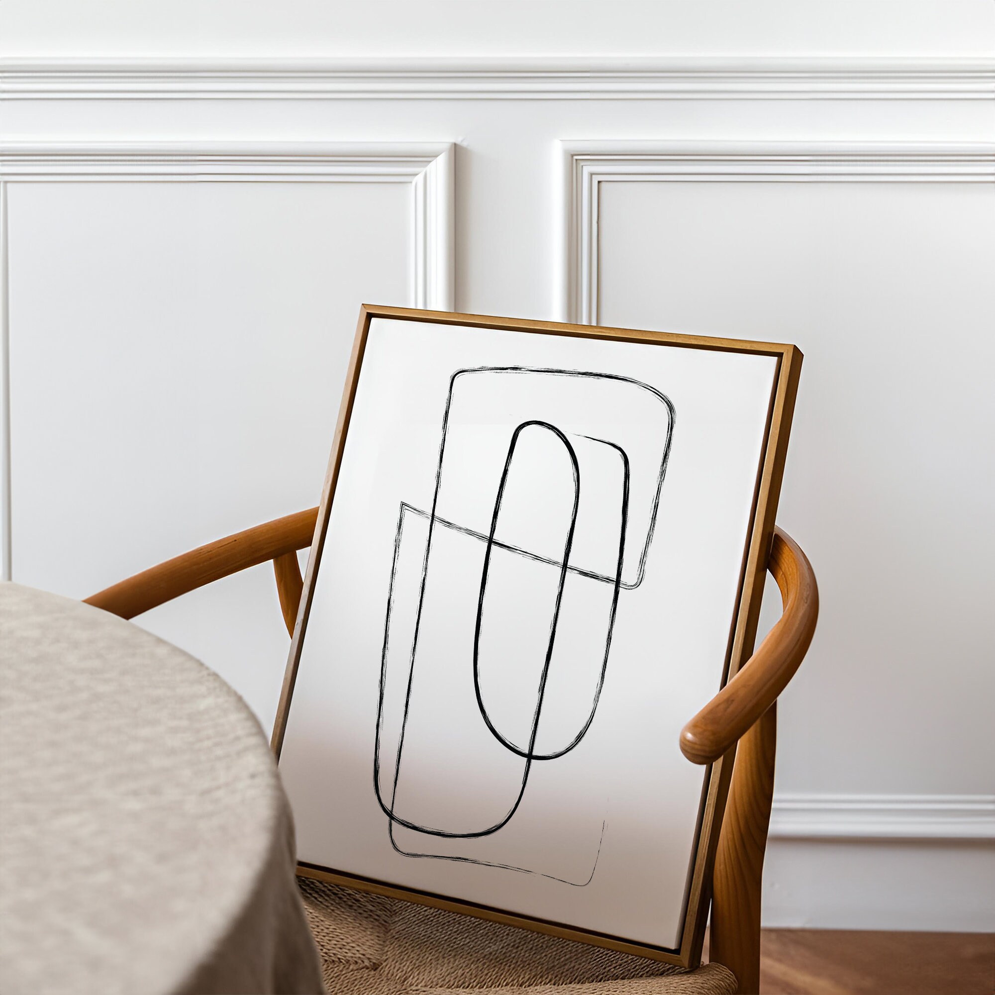 Scribble Fine Line Art Scribble Line Drawing Print Simple White Black ...