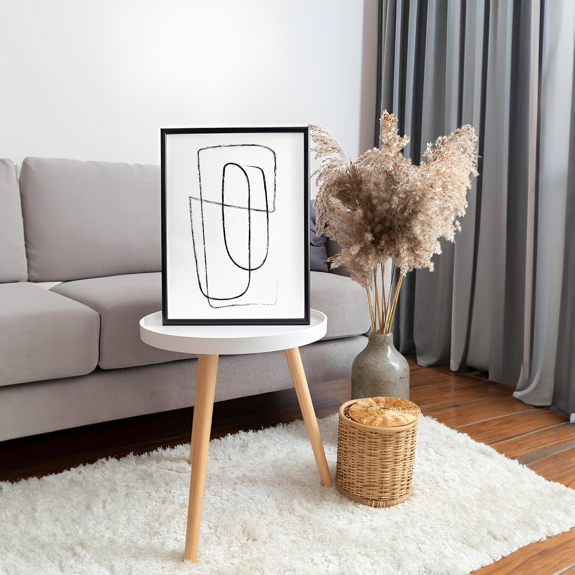 Scribble Fine Line Art Scribble Line Drawing Print Simple White Black ...