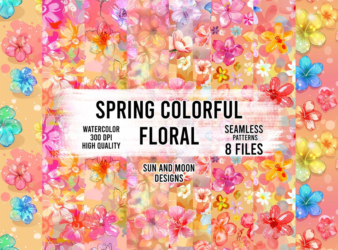 Colorful Spring Floral Digital Paper, Spring Floral Seamless File ...