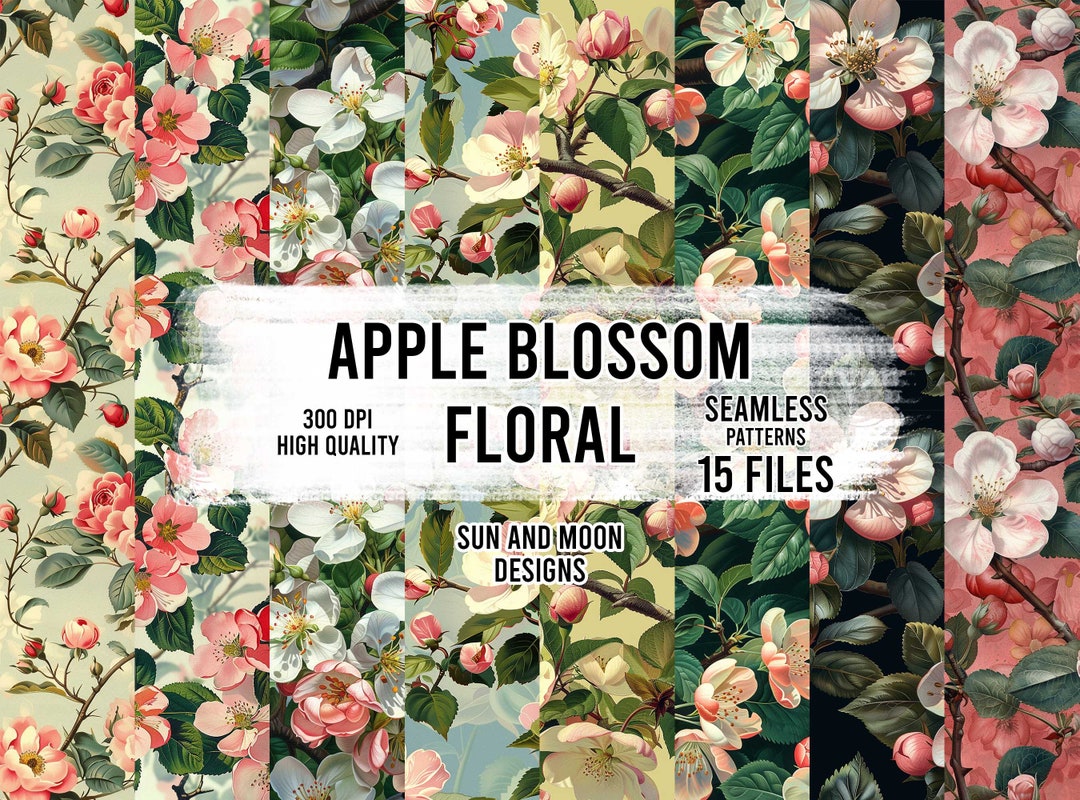 Apple Blossom Floral Seamless Pattern – Pink Spring Flower Digital ...