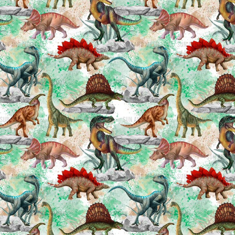 Dinosaurs Digital Paper, Dinosaurs Seamless Pattern, Dinosaurs Digital ...