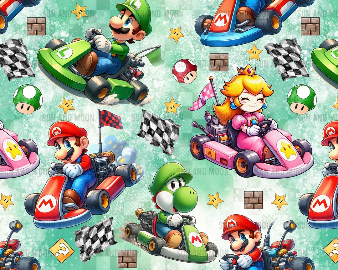 Video Game Pattern, Super Bros Seamless Pattern, Bros Cartoon Seamless ...