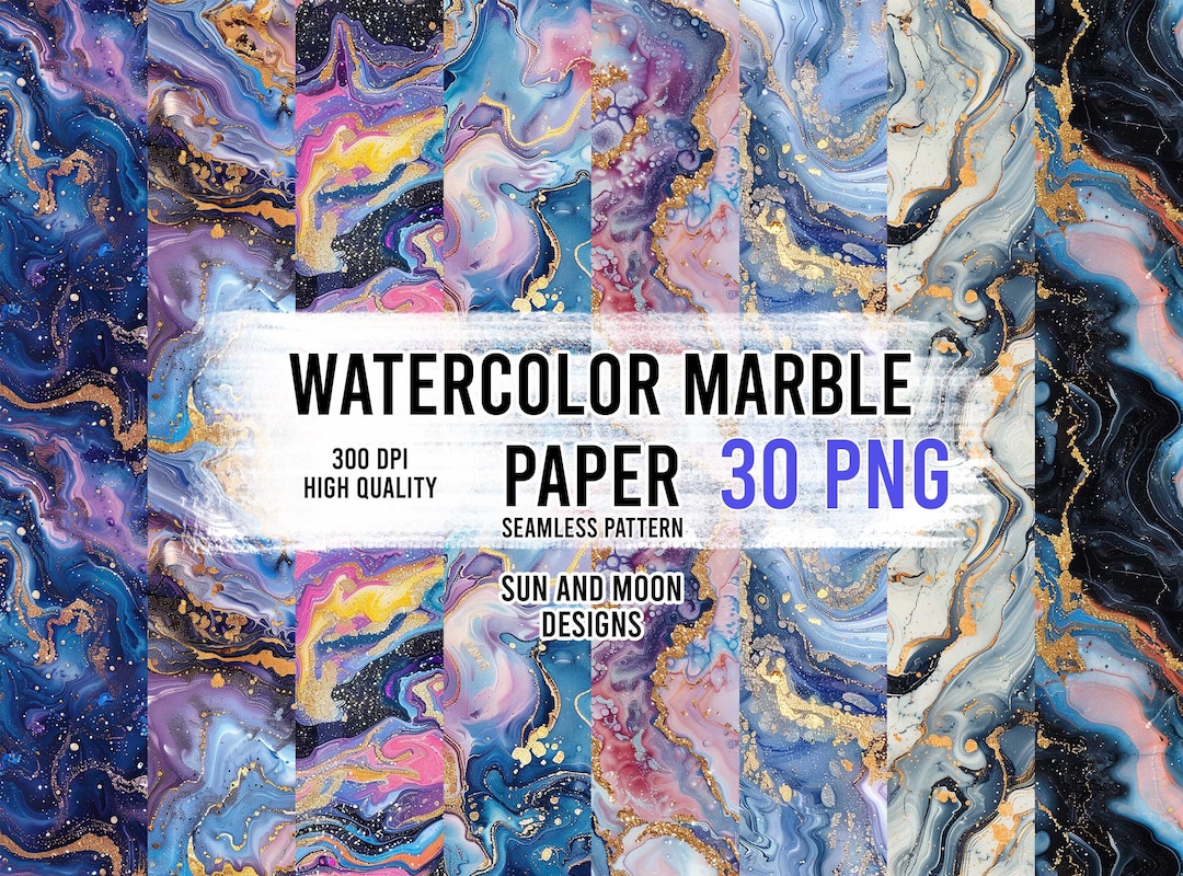 Watercolor Marble Digital Paper, Glitter Detailed Marble Seamless ...