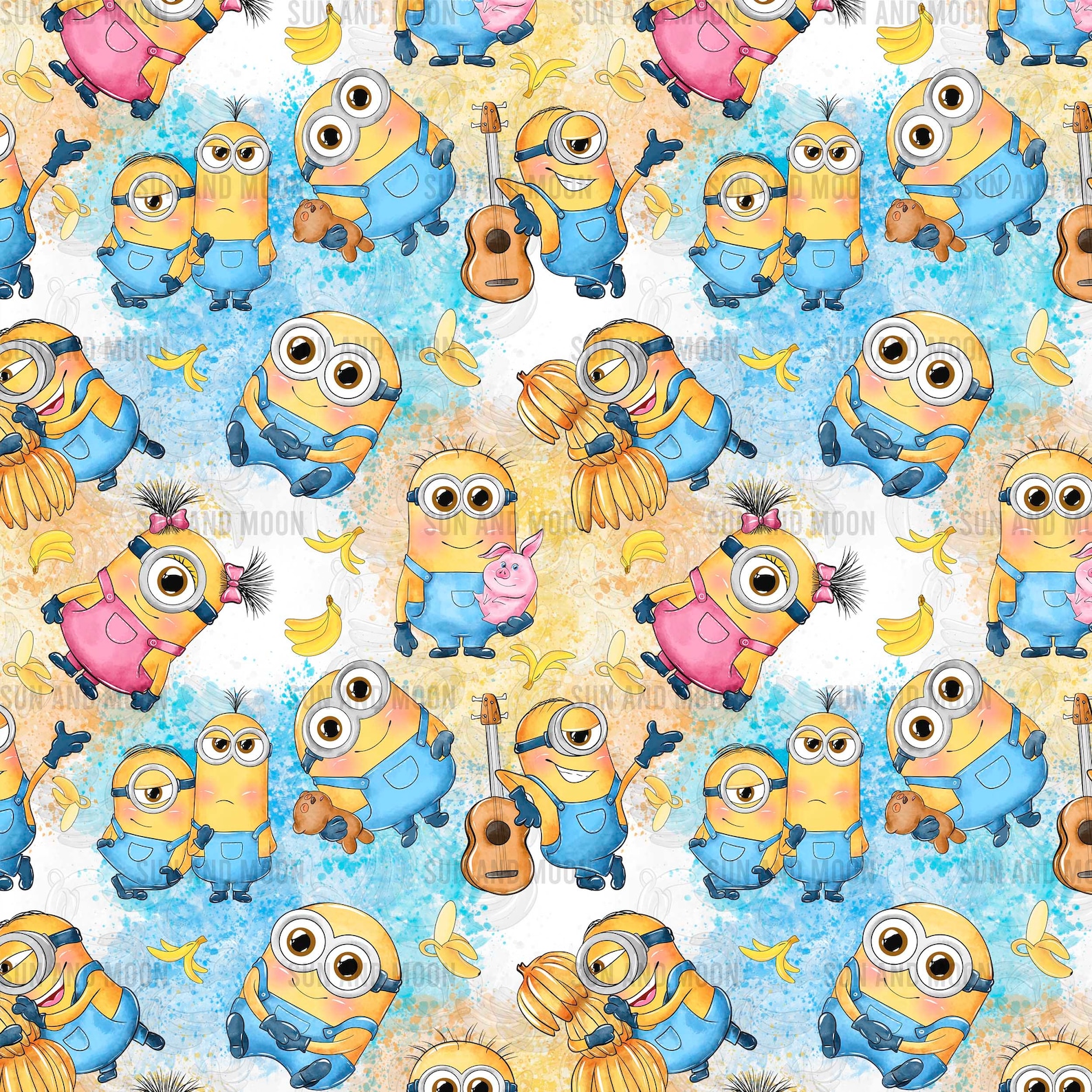 Minions Seamless Pattern, Minions Digital Paper, Cartoon Seamless ...