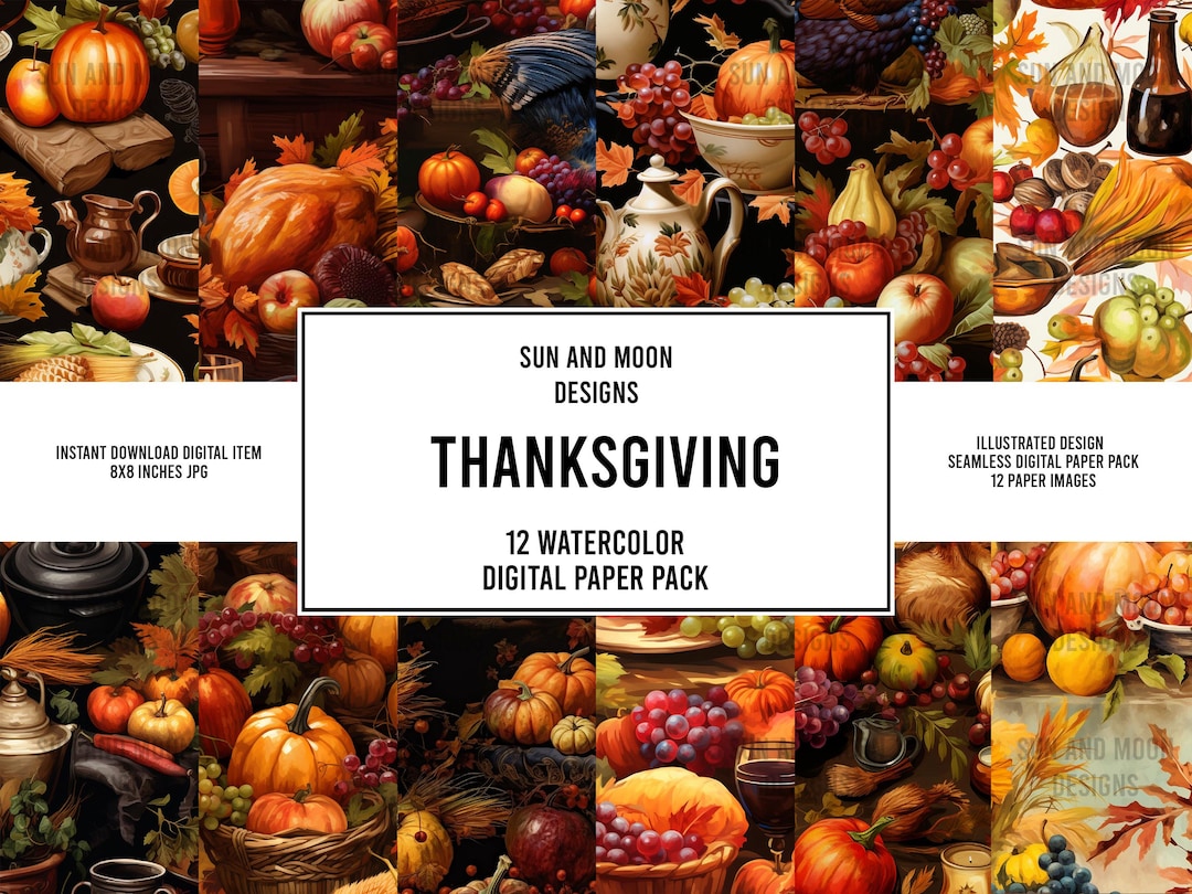 Thanksgiving Seamless Digital Pack, Thanksgiving Digital Paper, Fall ...