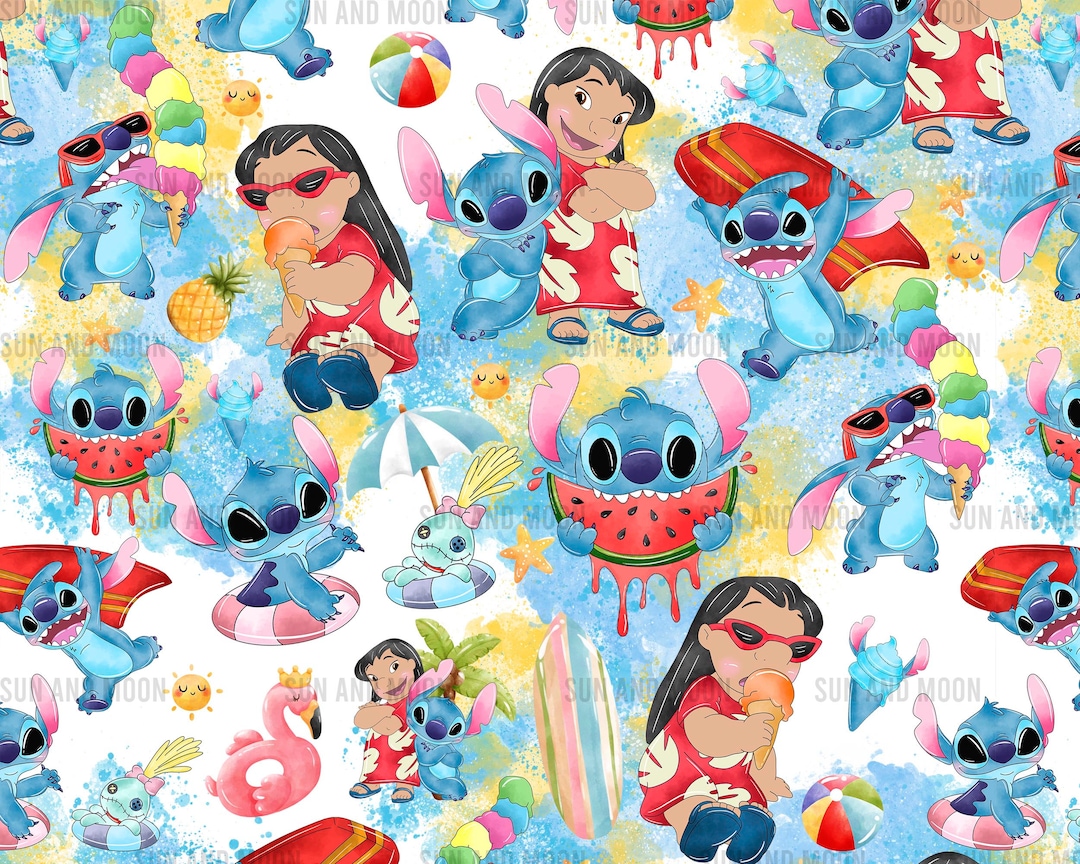 Stitch Sublimation File, Stitch Summer Seamless Pattern, Stitch Digital ...