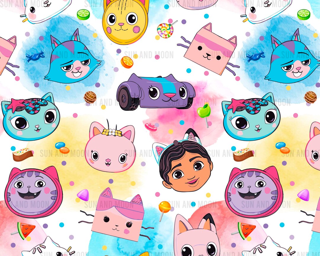 Gabby Digital Paper, Gabbys Seamless Pattern, Dollhouse Seamless ...