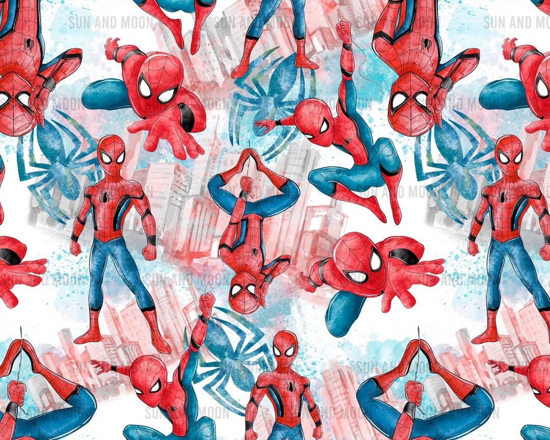 Super Hero Seamless Pattern, Spider Digital Paper, Spiderman Tumbler ...