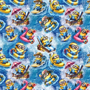 Summer Minions Seamless Pattern, Minions Summer Digital Paper, Cartoon ...