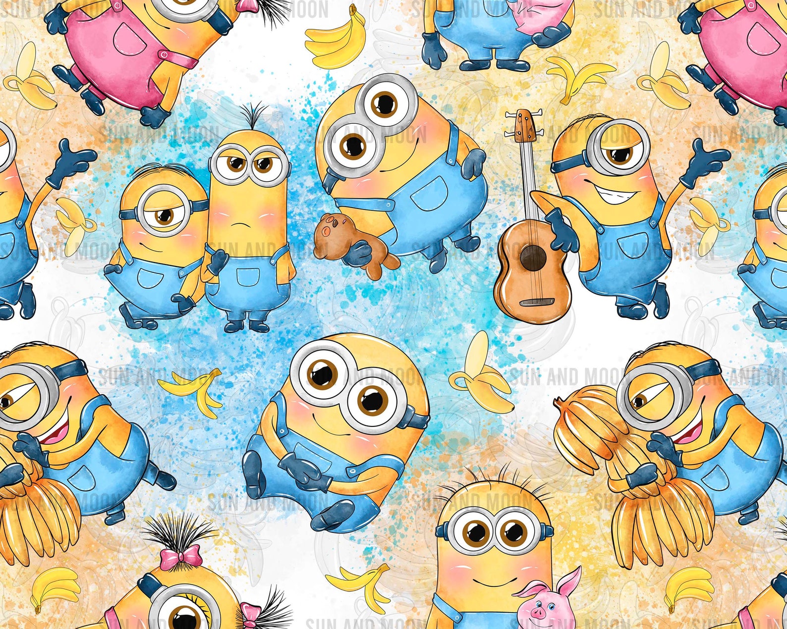 Minions Seamless Pattern, Minions Digital Paper, Cartoon Seamless ...
