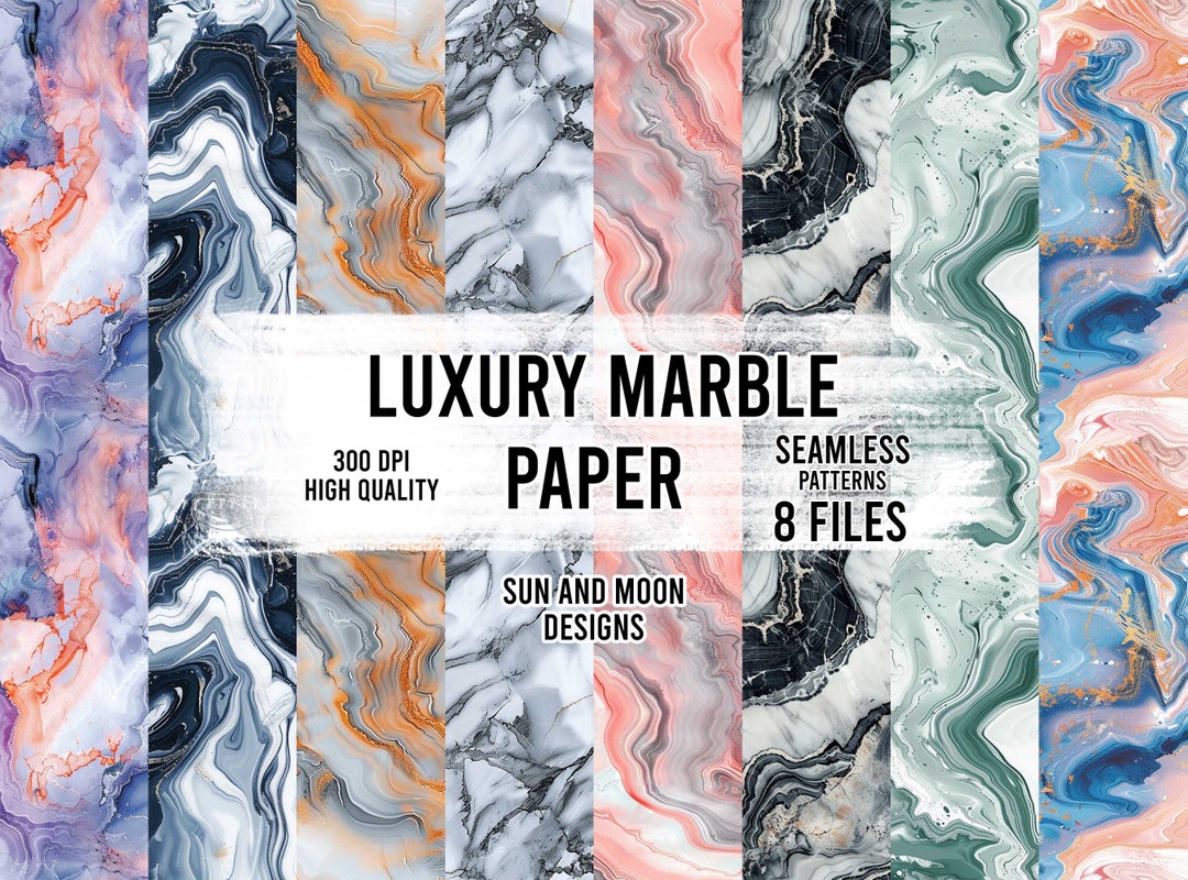 Luxury Marble Digital Paper, Granite Marble Seamless Pattern, Colorful ...