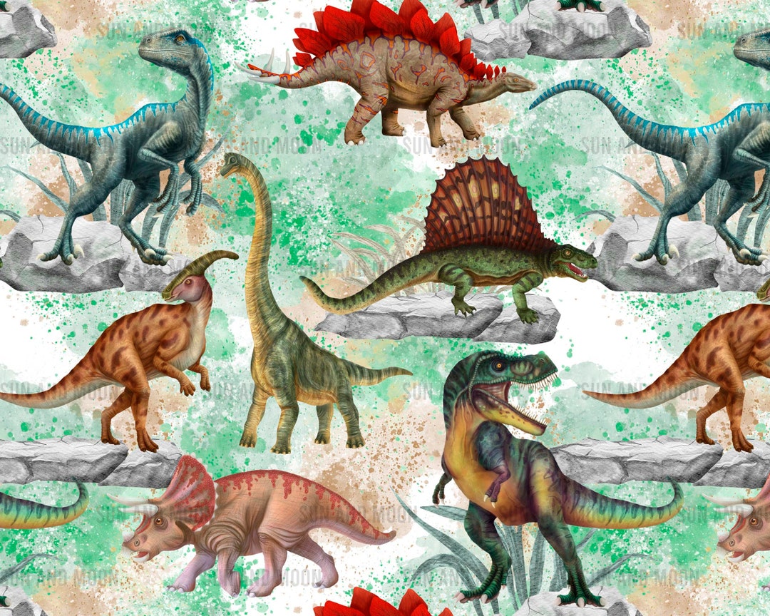 Dinosaurs Digital Paper, Dinosaurs Seamless Pattern, Dinosaurs Digital ...