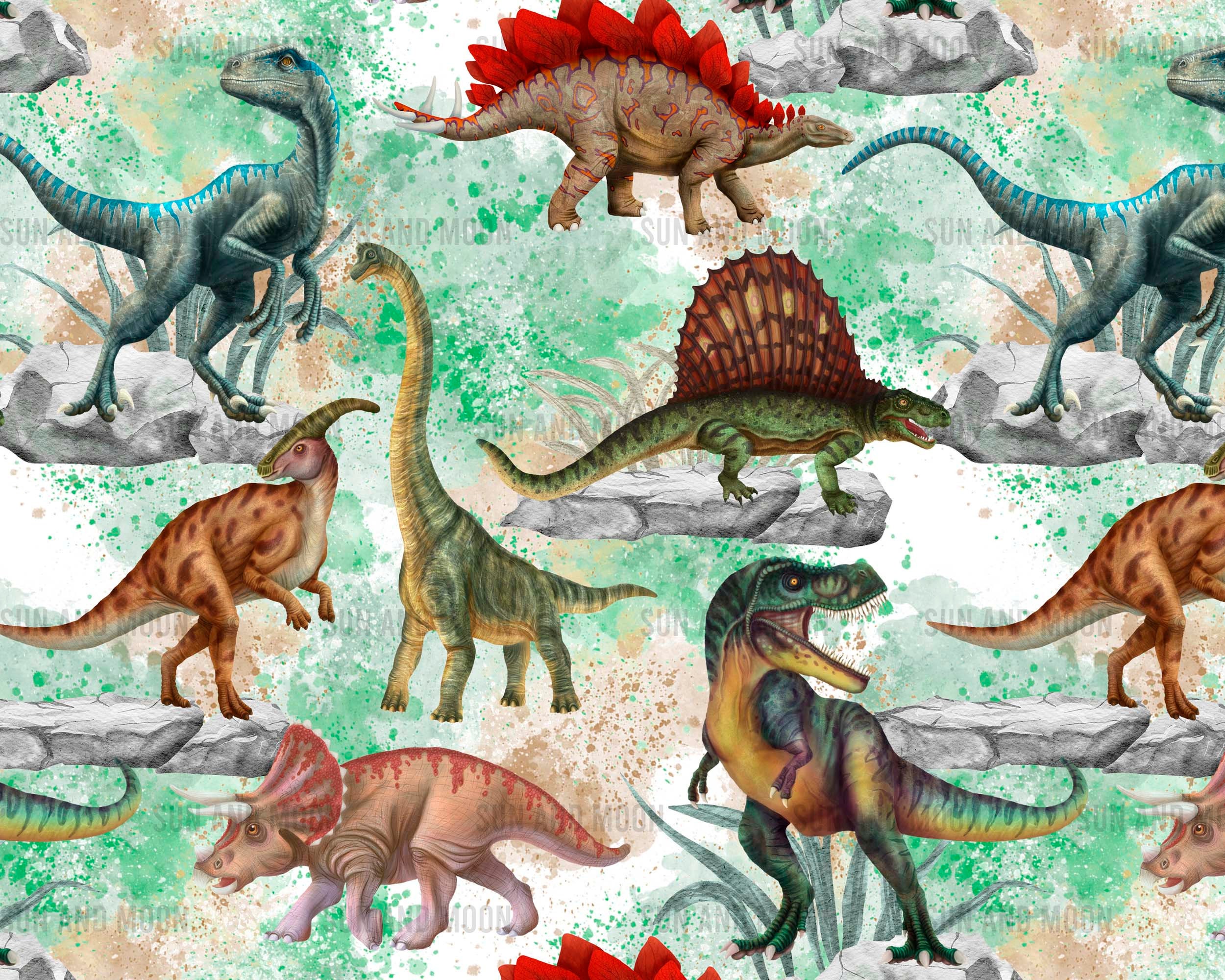 Dinosaurs Digital Paper, Dinosaurs Seamless Pattern, Dinosaurs Digital ...