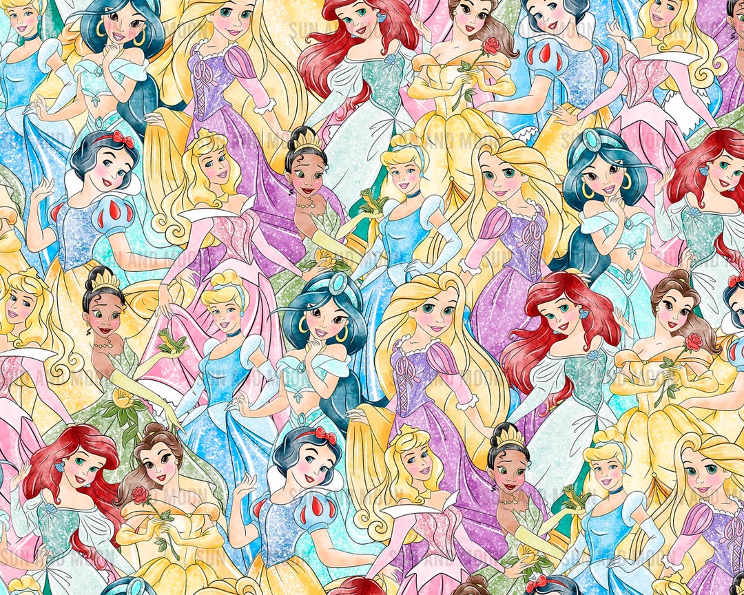 Princess Digital Paper, Princesss Seamless Pattern, Cartoon Seamless ...