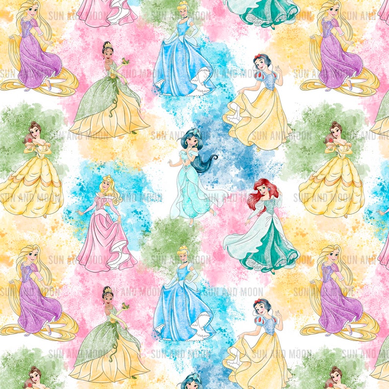 Princesss Seamless Pattern, Princess Digital Paper, Cartoon Seamless ...