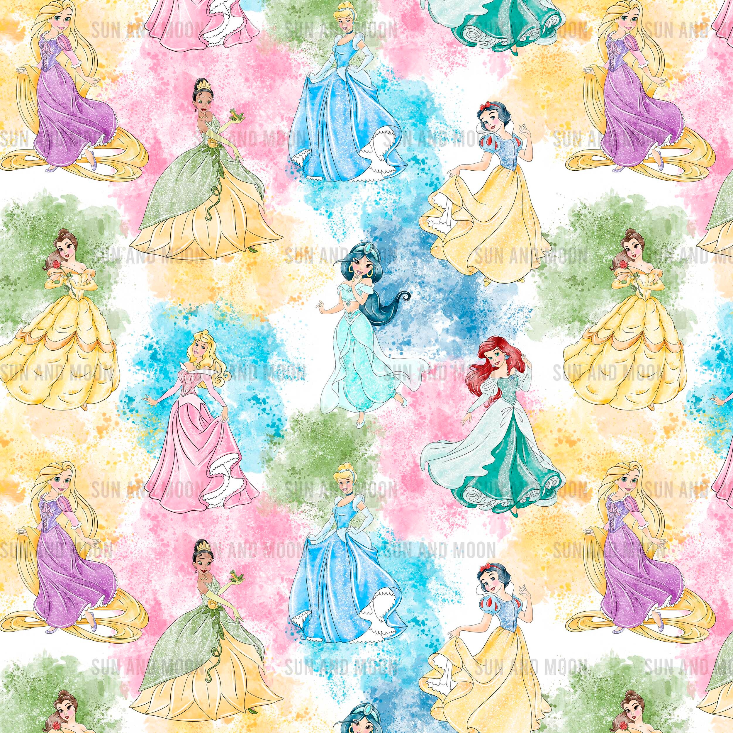 Princesss Seamless Pattern, Princess Digital Paper, Cartoon Seamless ...