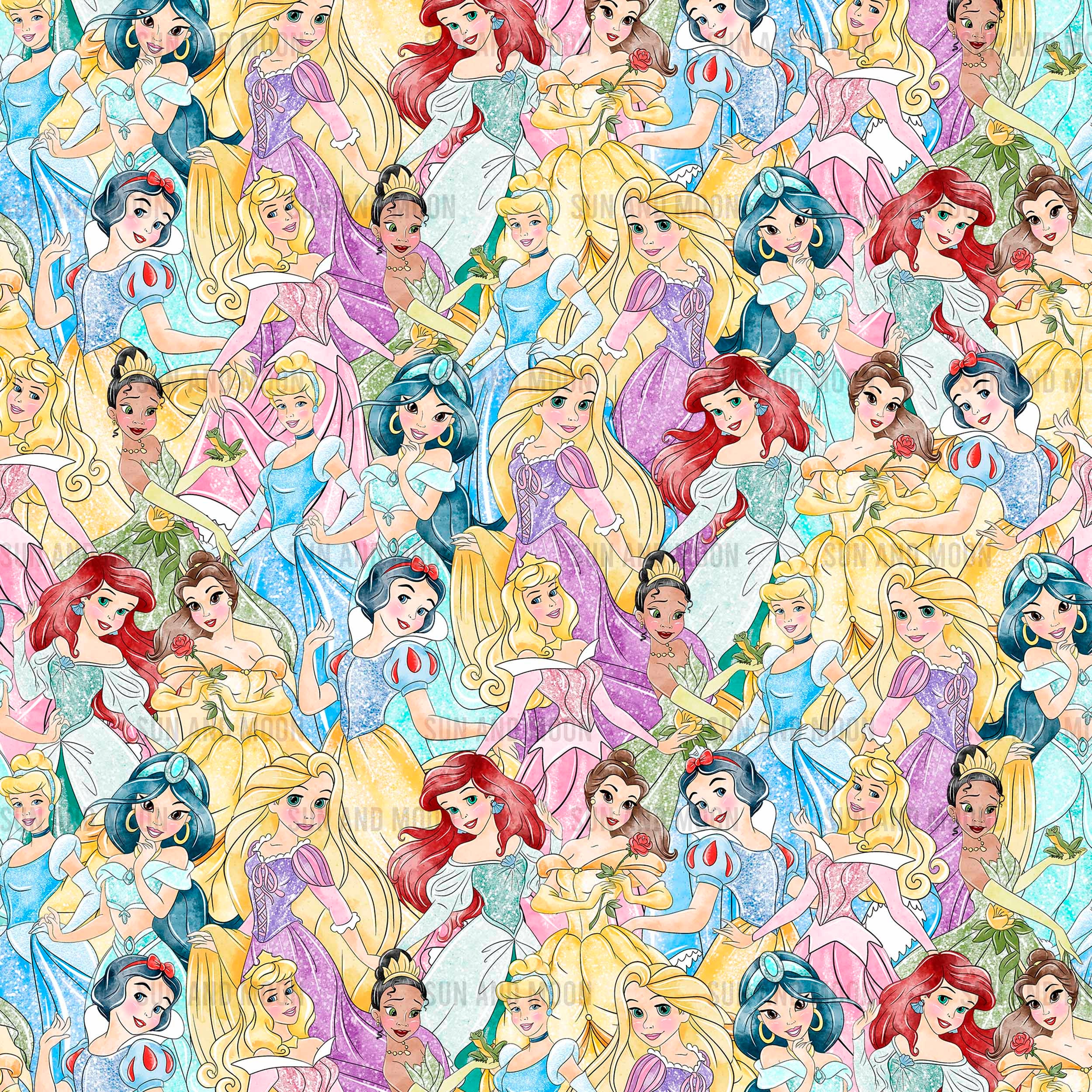 Princess Digital Paper, Princesss Seamless Pattern, Cartoon Seamless ...