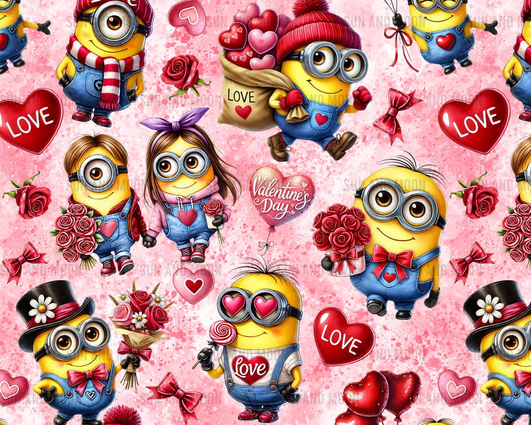 Valentines Minions Seamless Pattern, Minions Seamless Pattern ...