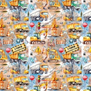 Construction Seamless Pattern, Construction Digital Paper, Construction ...